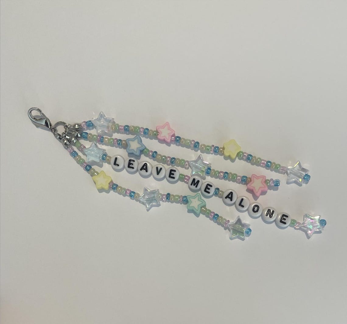 Pastel Star Beaded leave Me Alone Keychain Cute Kawaii Aesthetic - Etsy