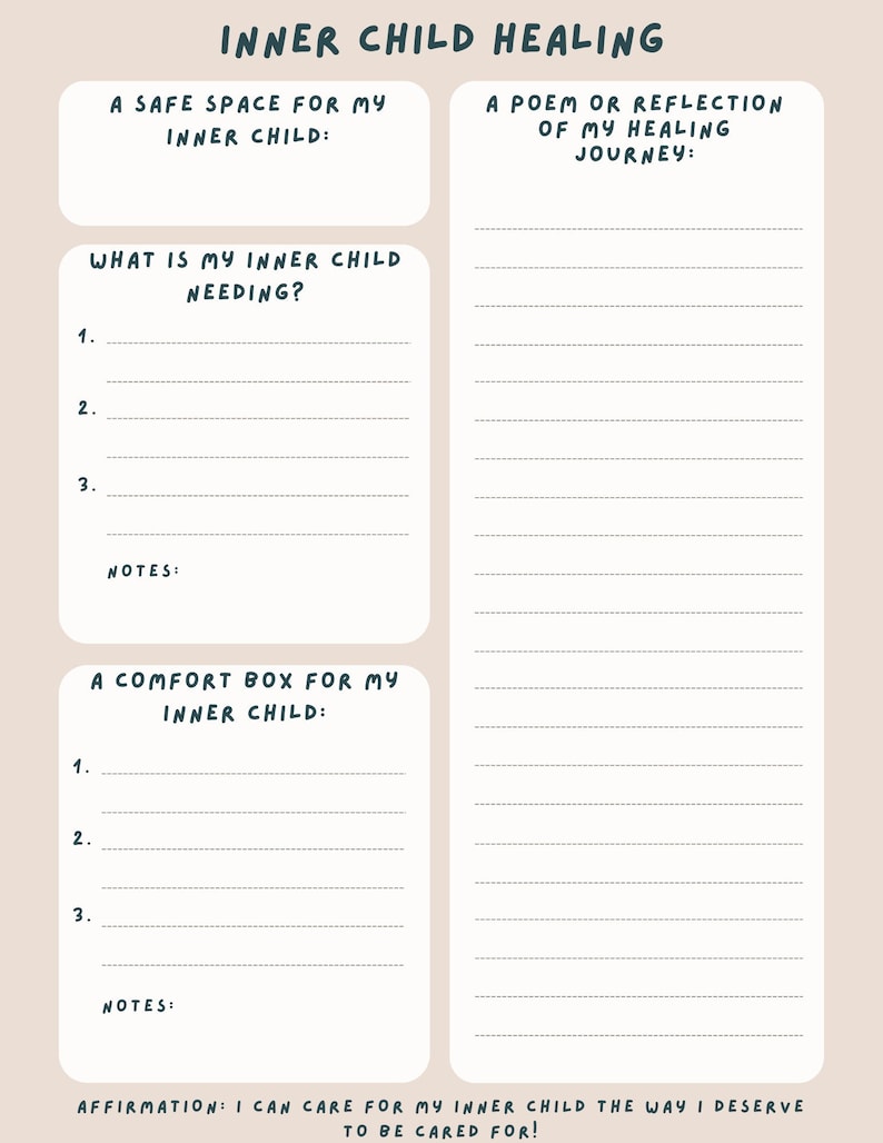 Inner Child Healing Worksheet - Etsy