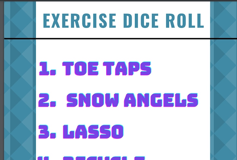 Exercise Dice Roll Game - Etsy