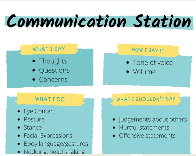 Communication Station Communication Handout/worksheet - Etsy