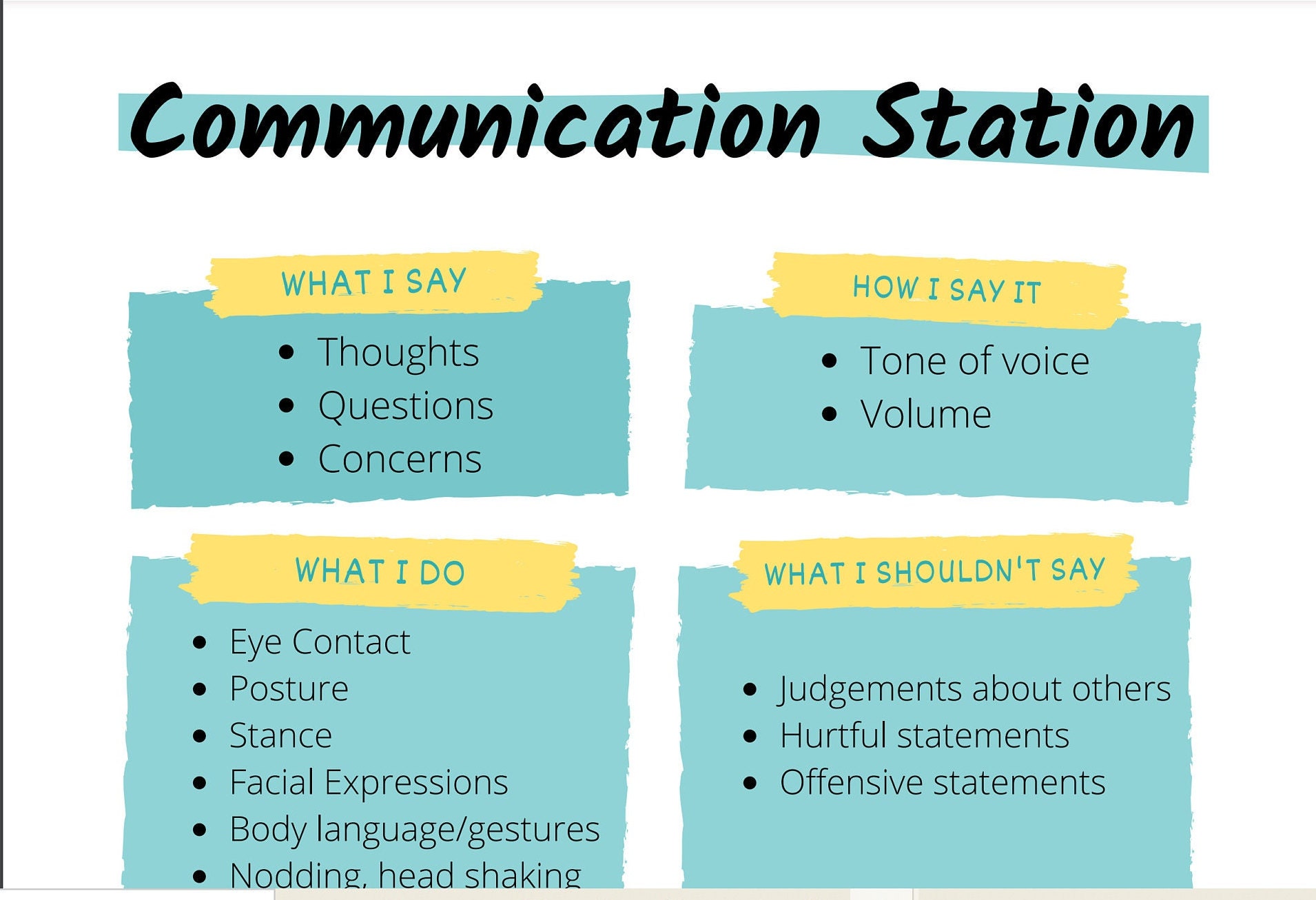 Communication Station- Communication Handout/worksheet - Etsy