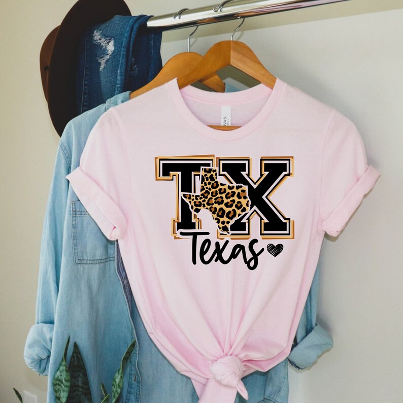 TX Texas Leopard Print T-shirt, Texas Leopard Shirt, Leopard Map Shirt ...