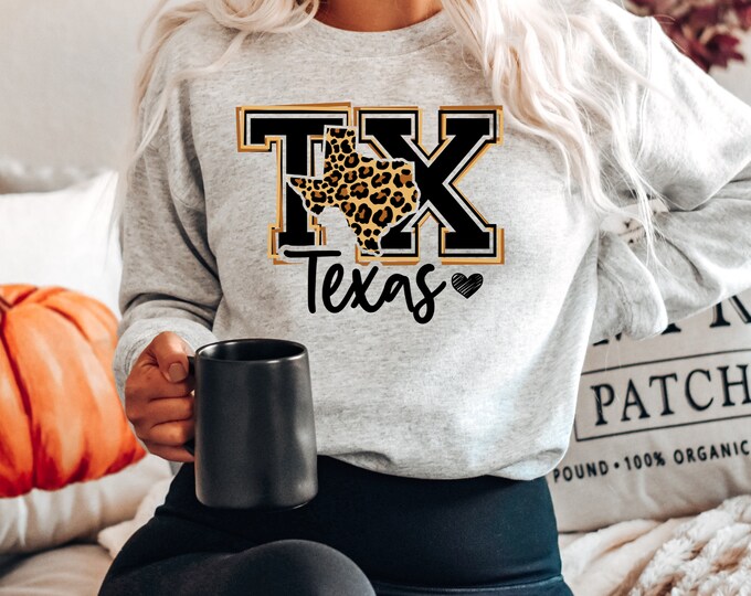 TX Texas Leopard Print T-shirt, Texas Leopard Shirt, Leopard Map Shirt ...