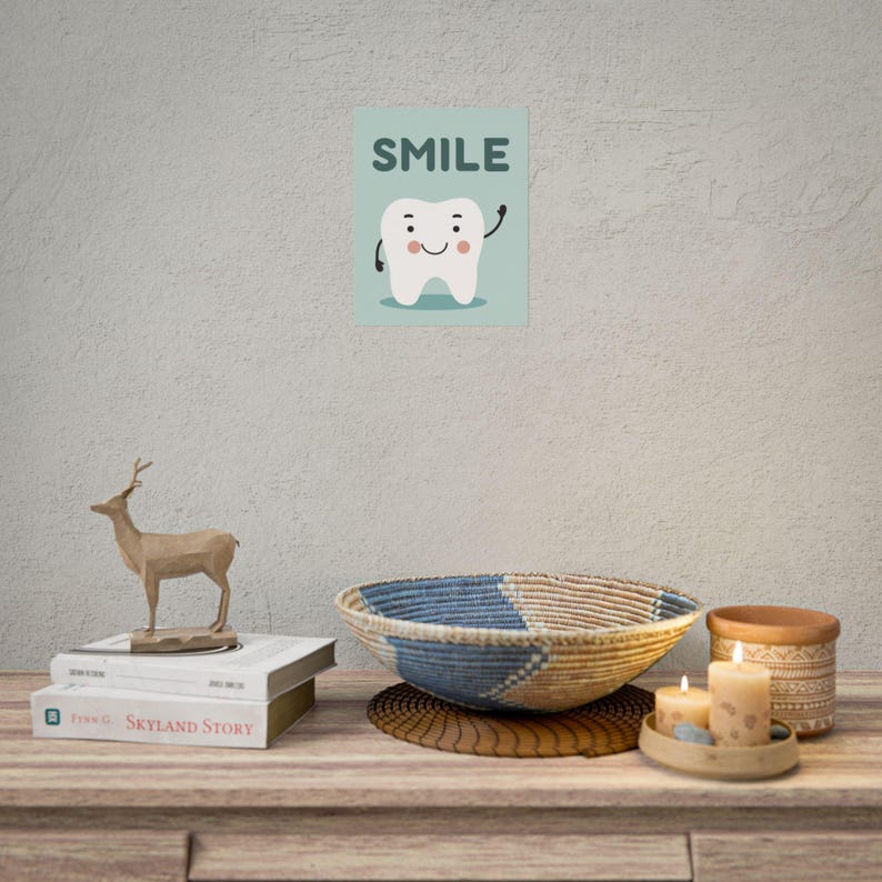 Smile Tooth Print | Cute Tooth Smile Rolled Posters | Kid's Room Decor ...