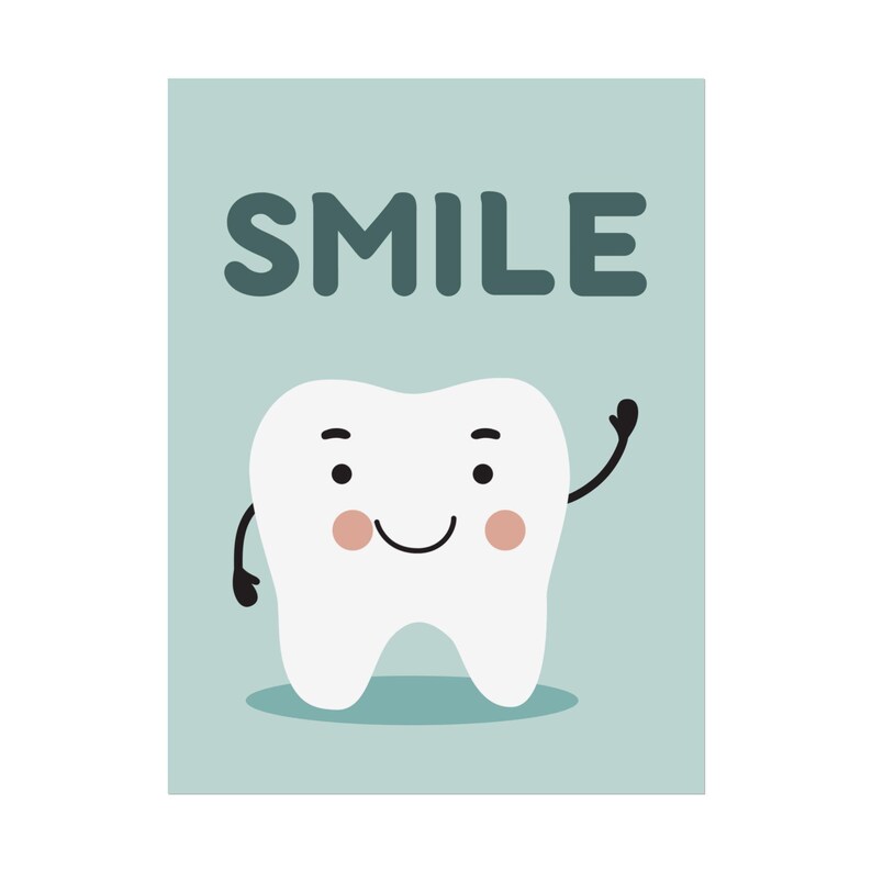 Smile Tooth Print | Cute Tooth Smile Rolled Posters | Kid's Room Decor ...