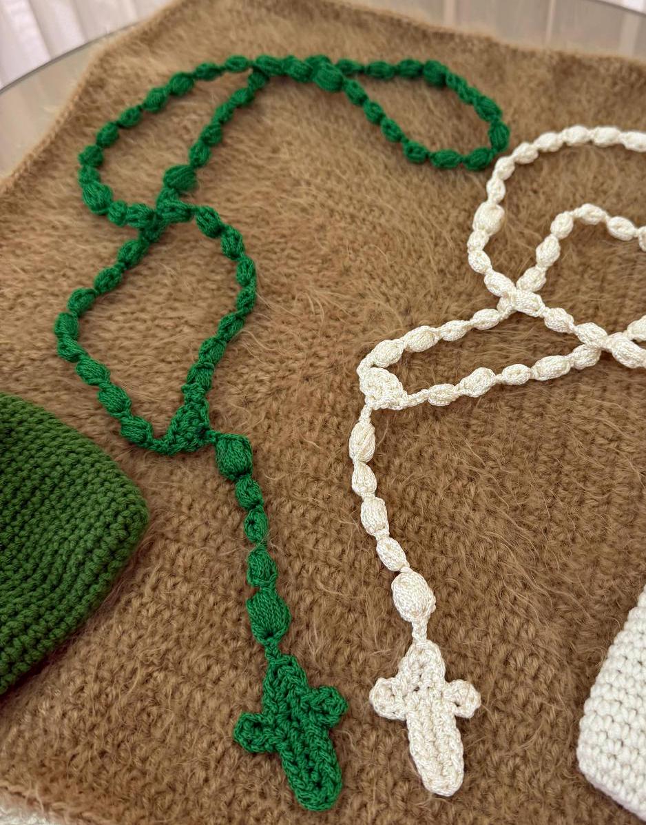 Crochet Set of 4 Catholic Rosary Handmade 50 Bead Rosary for Prayer ...