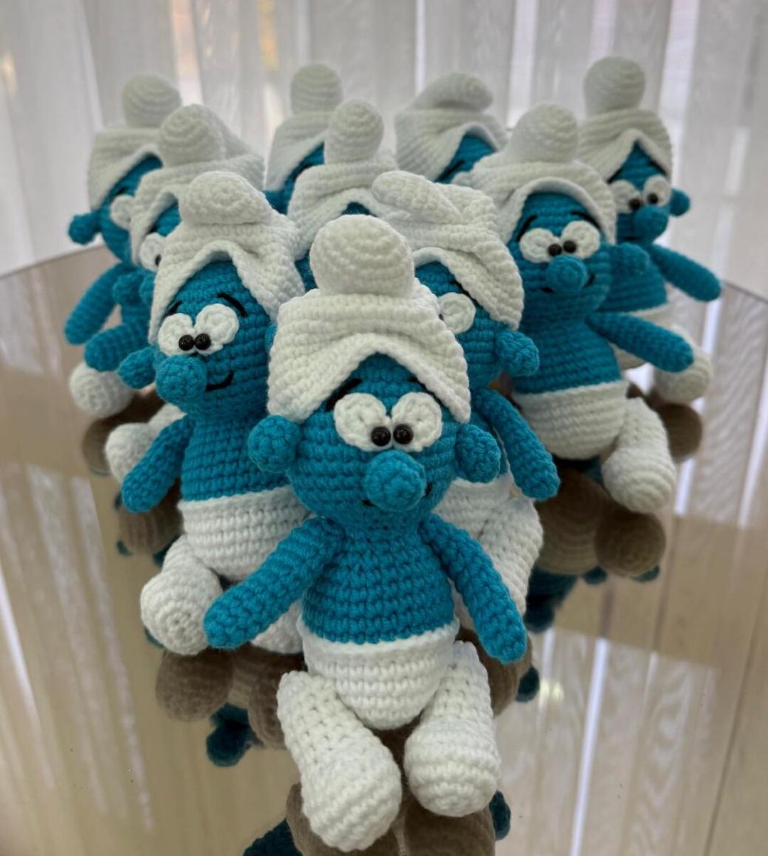 Lot of 10 Smurfs/ 80s Crochet Toys/ Boy Amigurumi Large Keychain Smurf ...