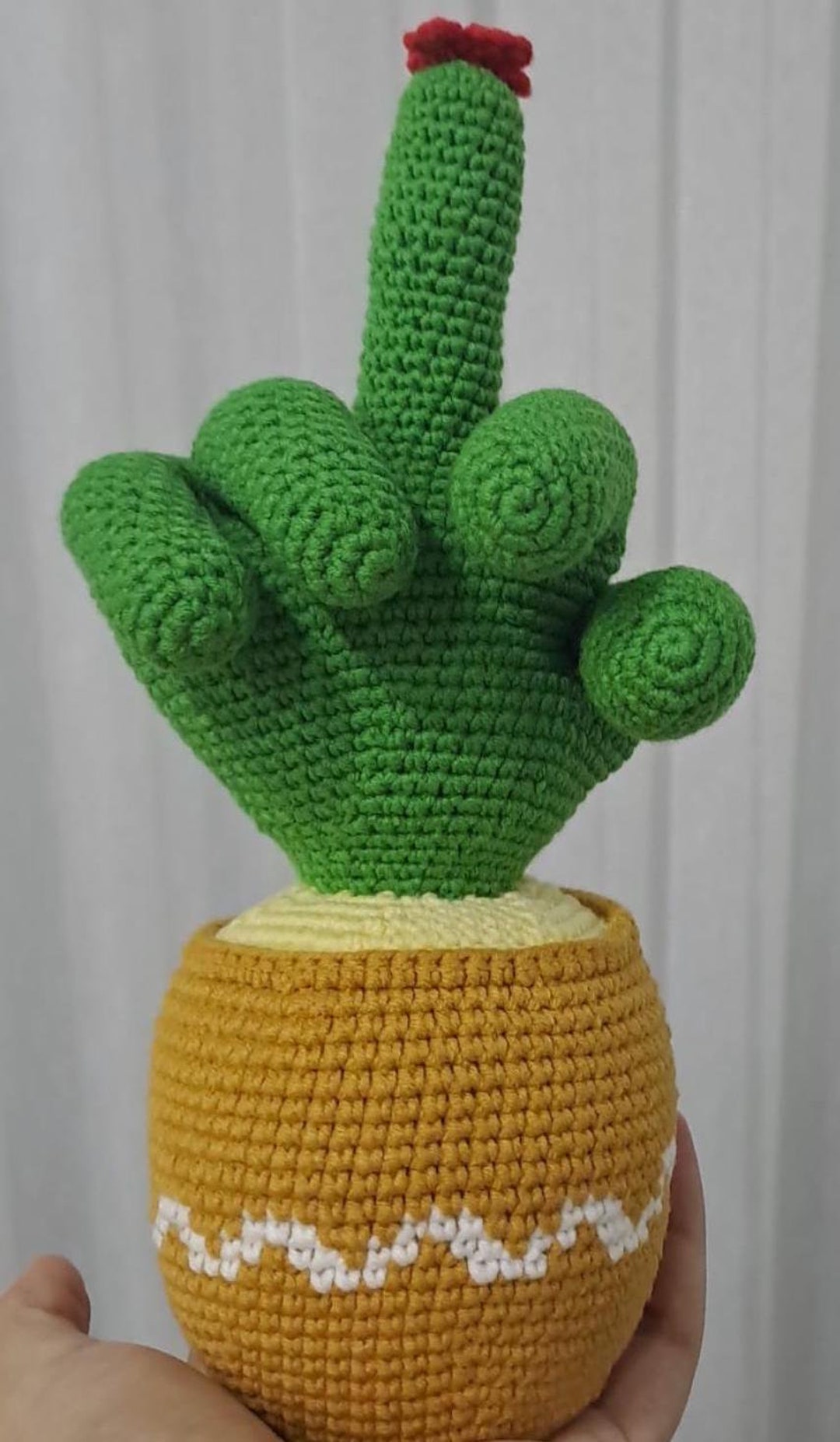 Crochet Middle Finger Cactus: Posable Funny Desk Decor - Etsy