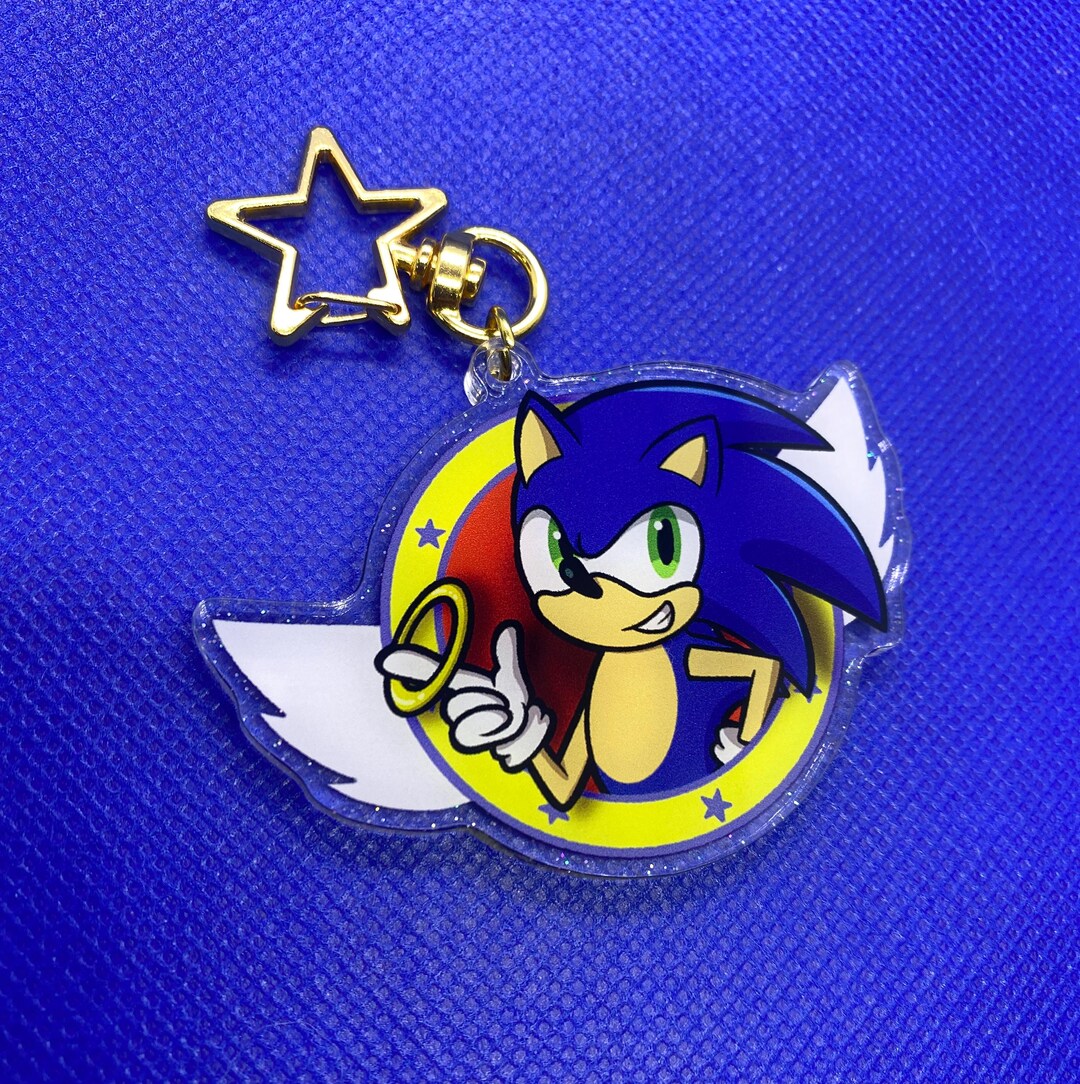 Sonic the Hedgehog Glitter Keychain Charm - Etsy