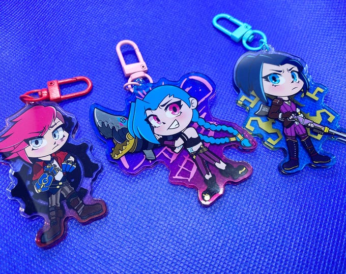 Arcane League of Legends Characters Chibi Keychain Charm - Etsy