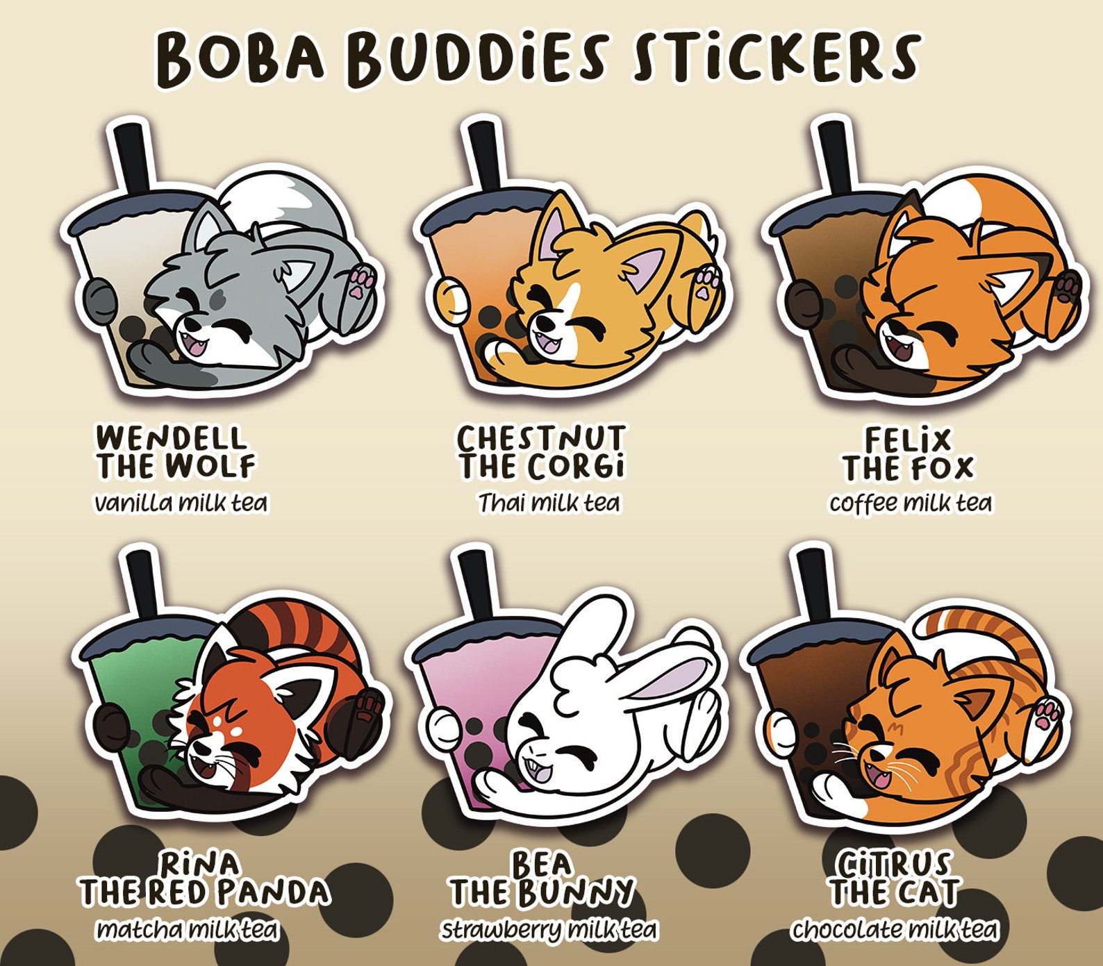 Boba Buddies Animal Stickers - Etsy