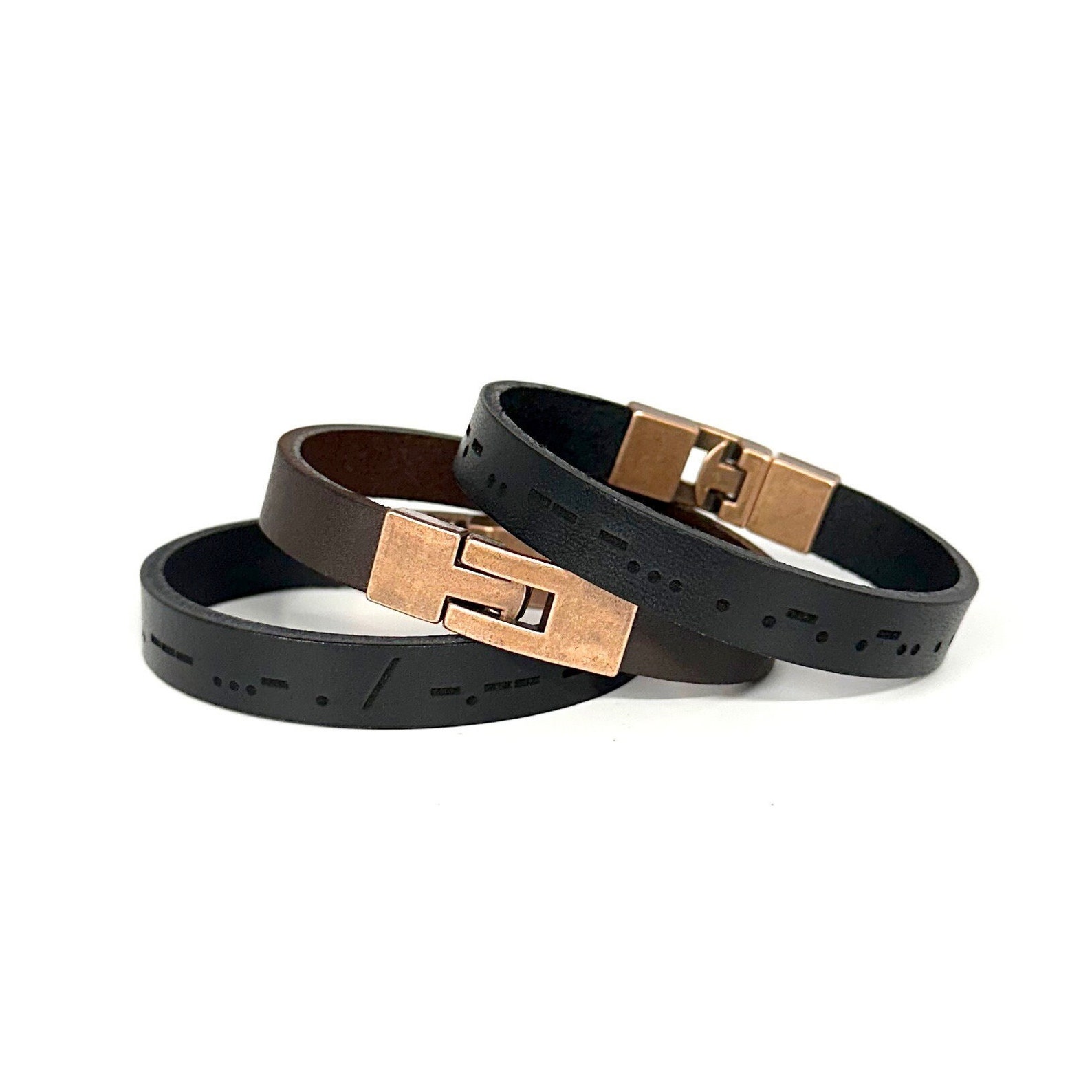 Unisex Secret Morse Code Message Leather Bracelet Custom Message ...