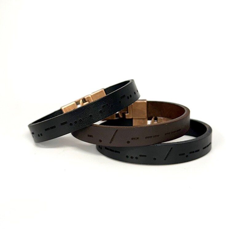 Unisex Secret Morse Code Message Leather Bracelet Custom Message ...