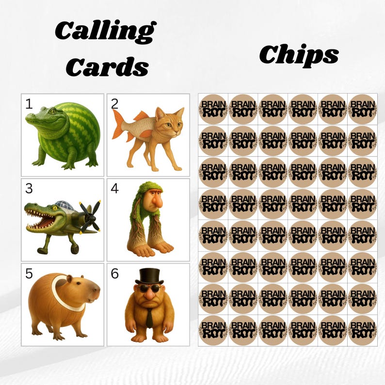Brainrot Bingo, Brainrot Bingo Party Game, Italian Brainrot Printable ...
