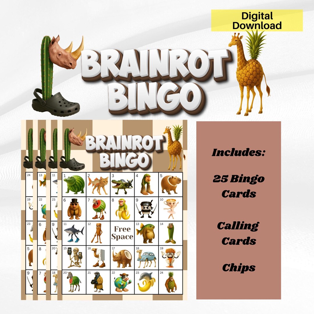 Brainrot Bingo, Brainrot Bingo Party Game, Italian Brainrot Printable ...