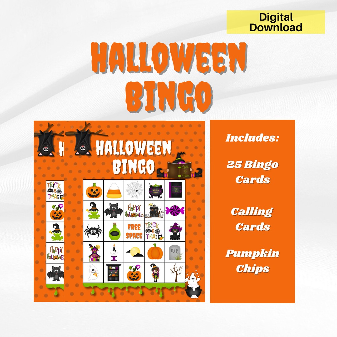 Halloween Bingo, Halloween Bingo Party Game, Halloween Printable Bingo ...