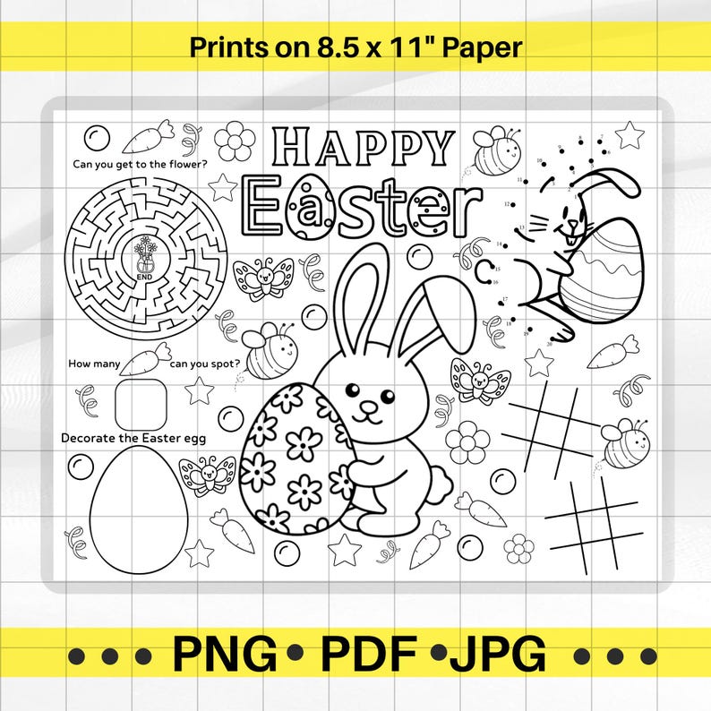 Easter Activity Coloring Page – Easter Kids Coloring Placemat Kids ...