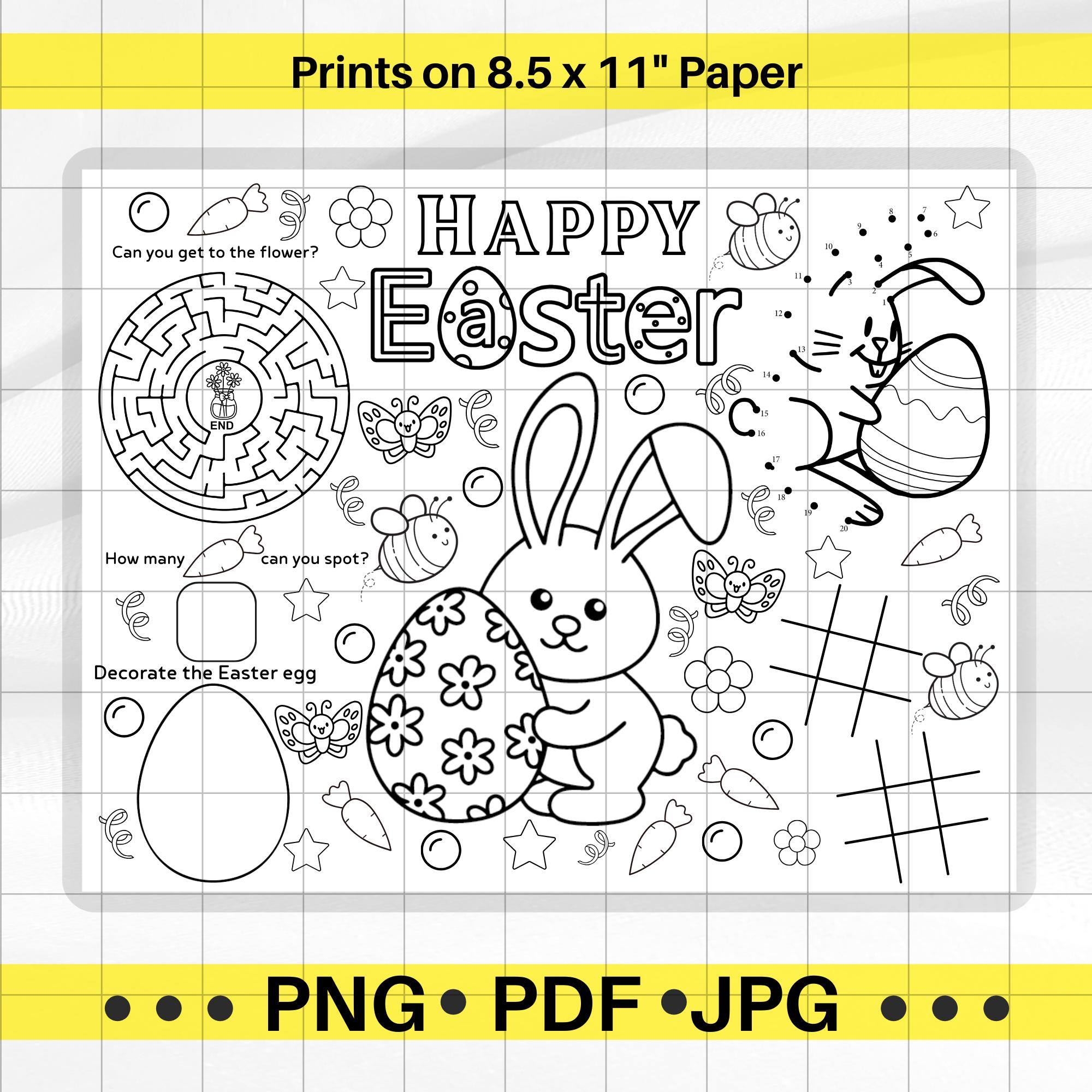 Easter Activity Coloring Page – Easter Kids Coloring Placemat Kids ...