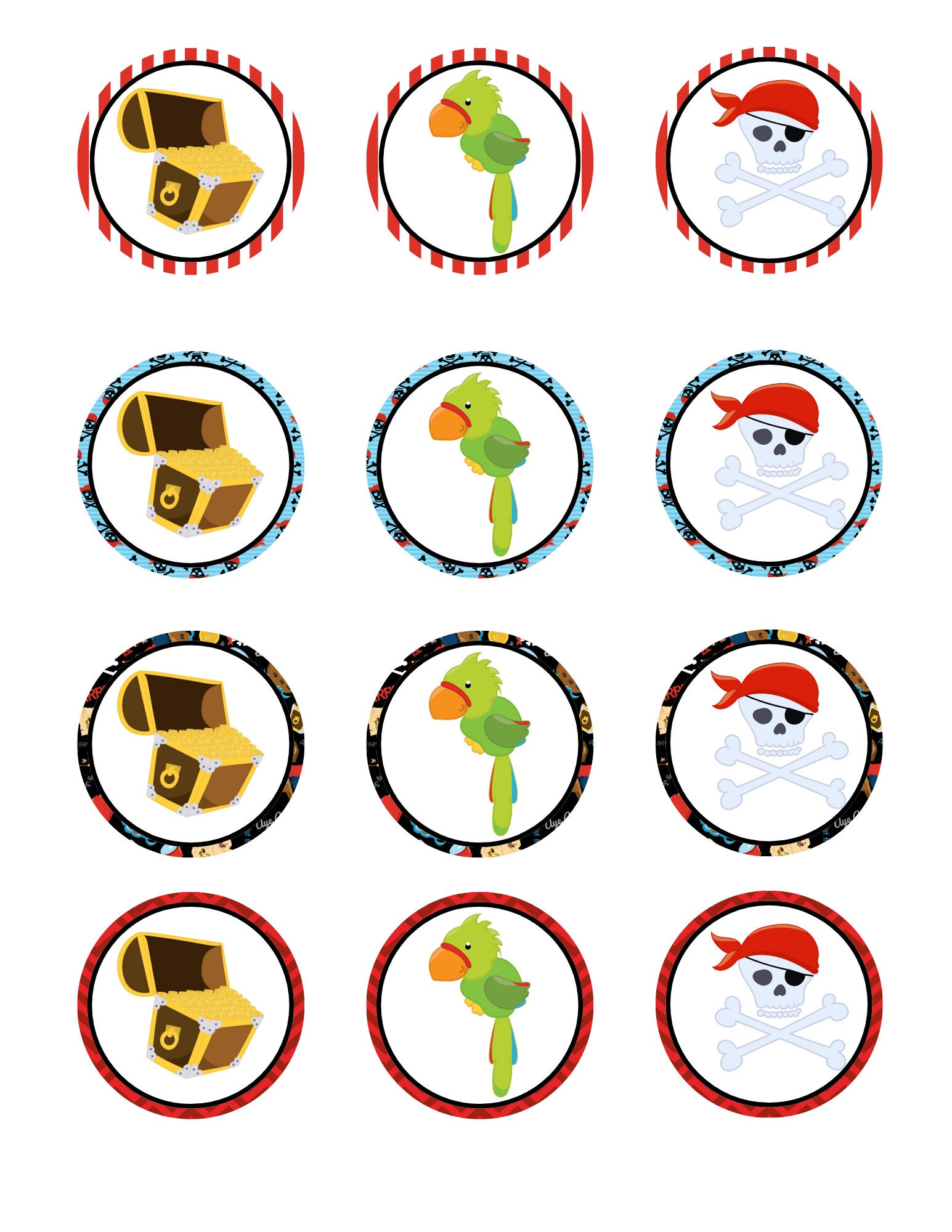 Pirate Cupcake Toppers, Pirate Theme Cupacake Toppers , Pirate Theme ...