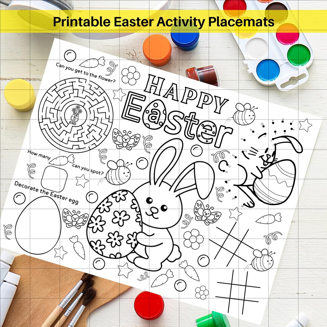 Easter Activity Coloring Page – Easter Kids Coloring Placemat Kids ...