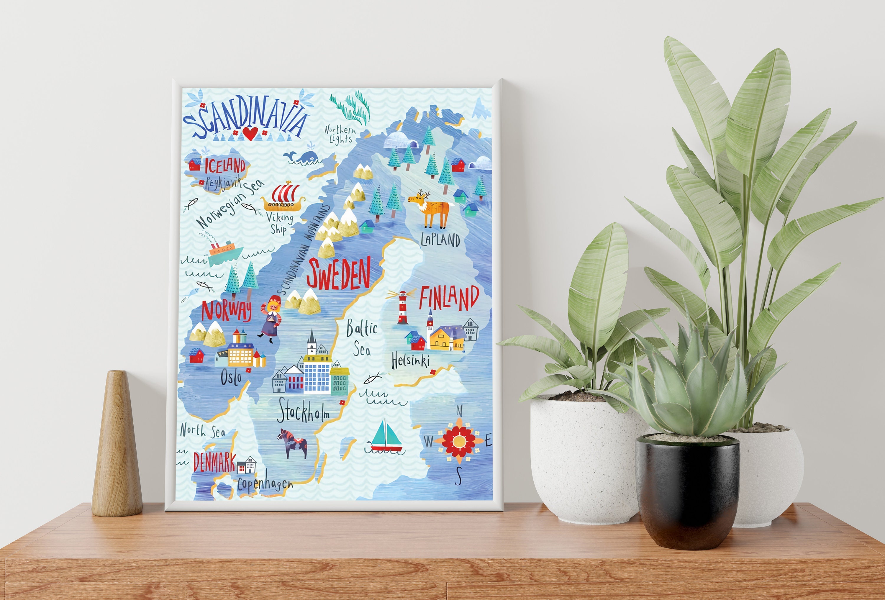 Scandinavia Map Poster City Map Poster Custom Map Poster - Etsy