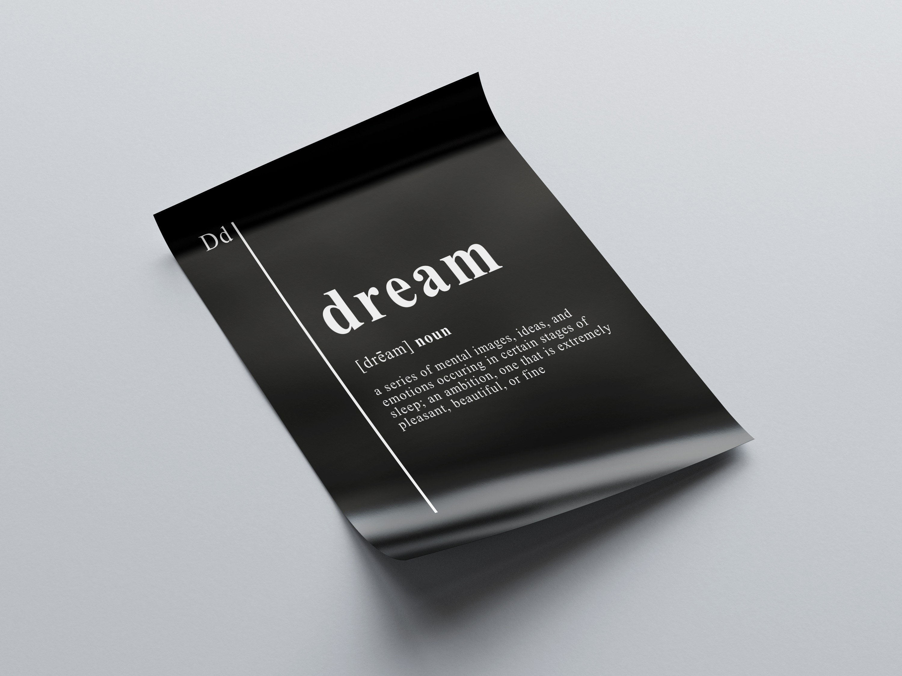 Dream Definition Poster Dictionary Definition Poster Office Wall Art ...