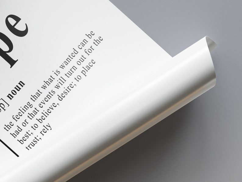 Hope Definition Poster Dictionary Definition Poster Office Wall Art ...