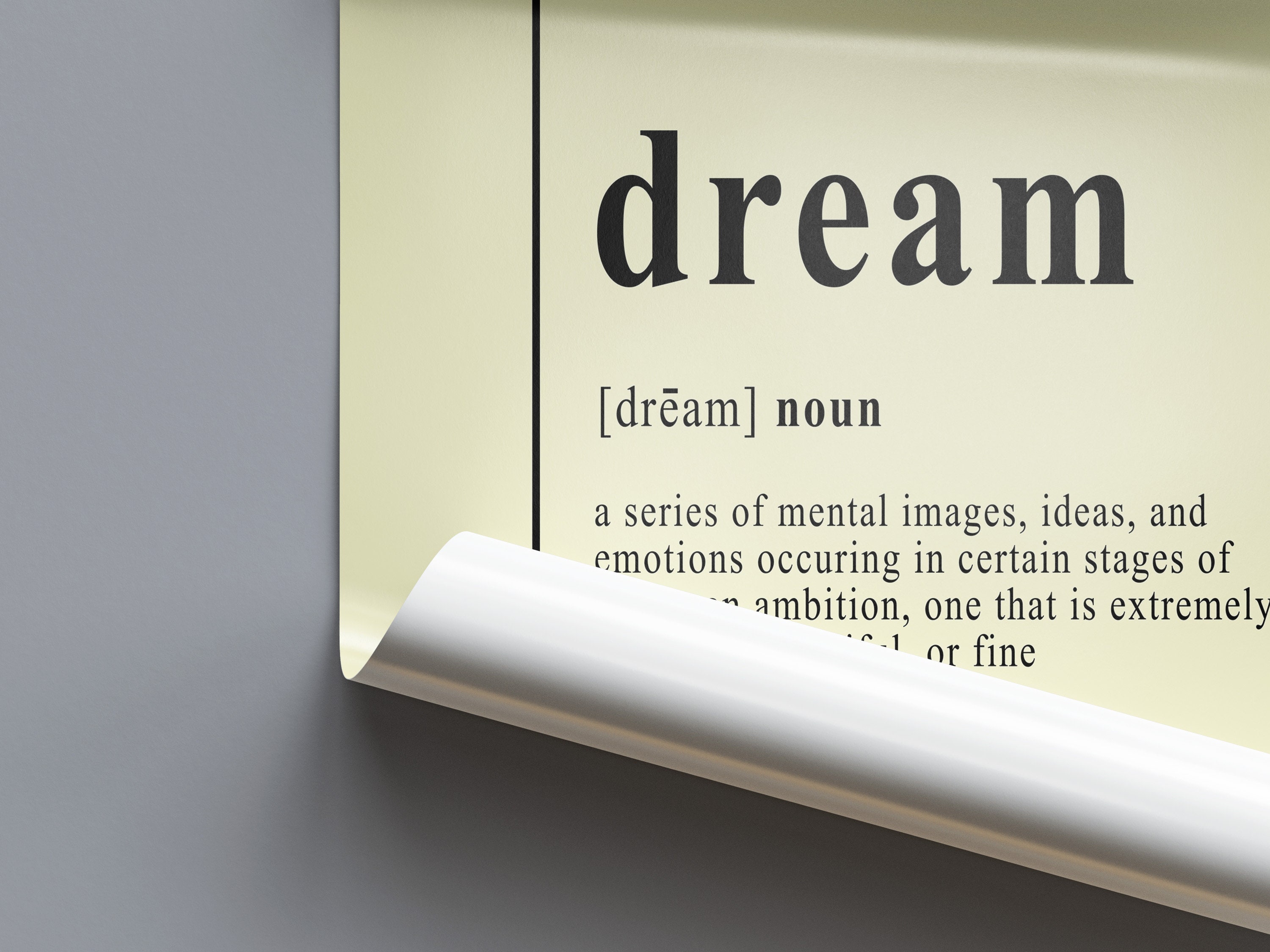 Dream Definition Poster Dictionary Definition Poster Office Wall Art ...