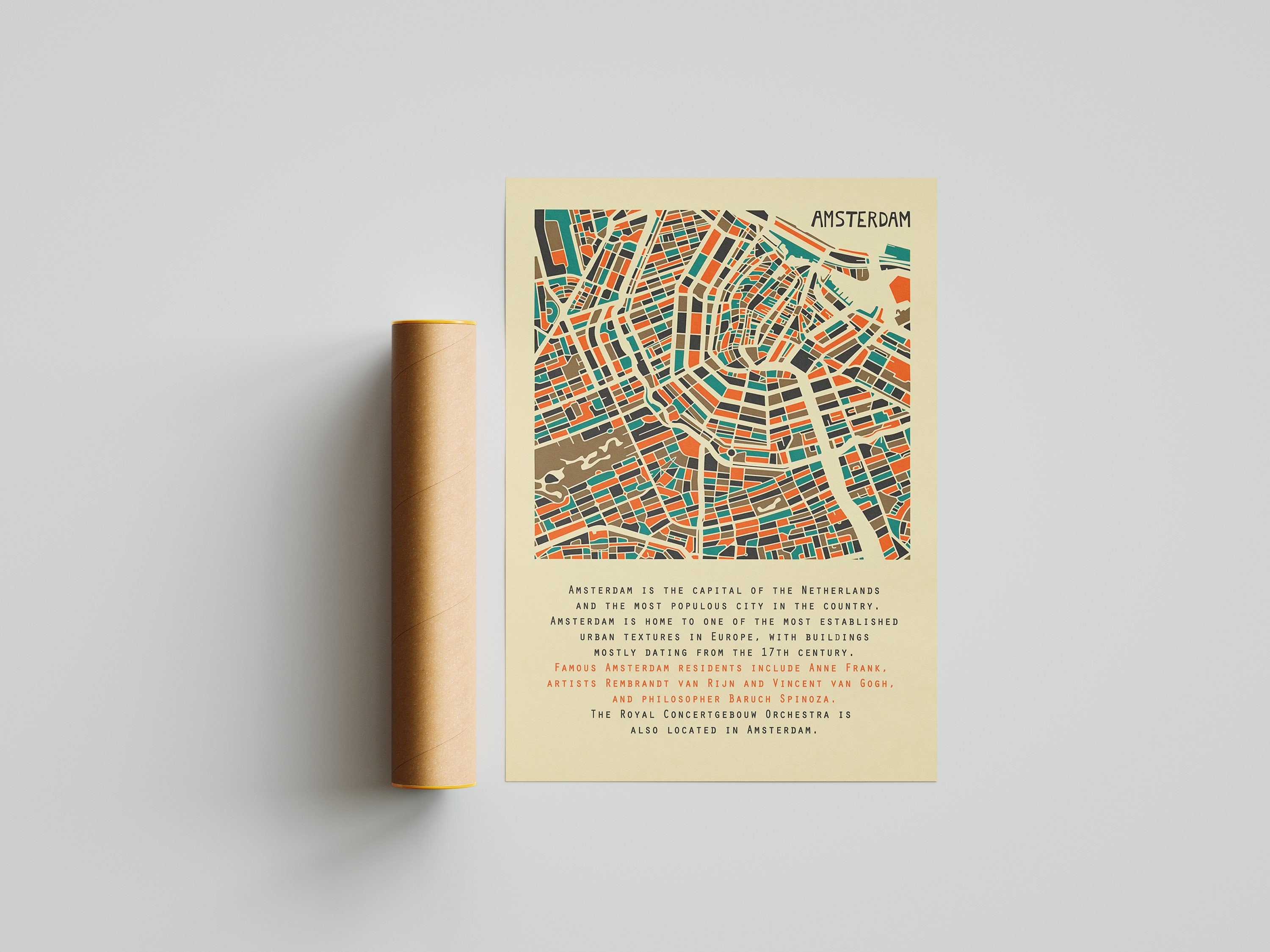 Amsterdam Map Poster City Map Poster Custom Map Poster - Etsy