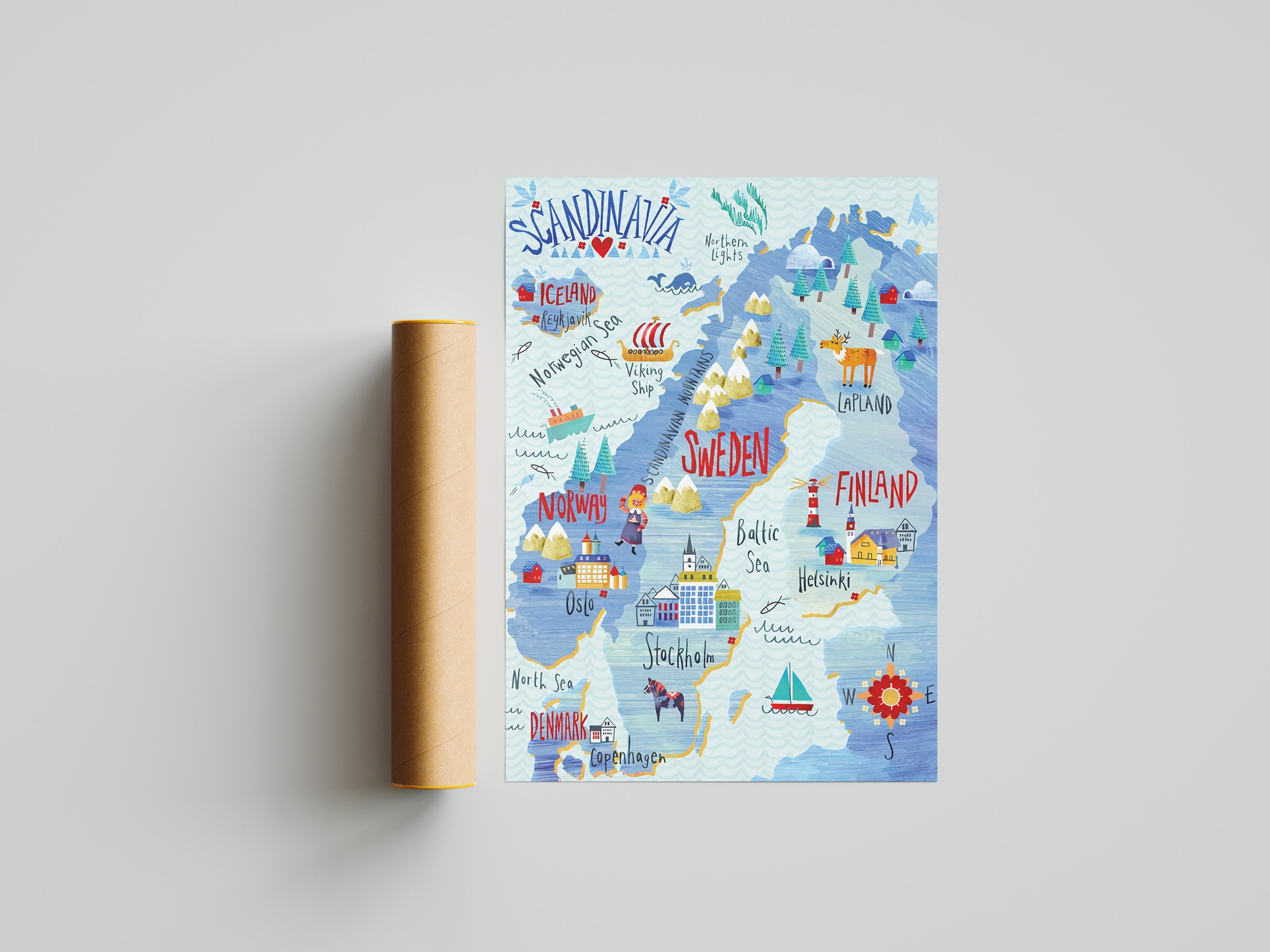 Scandinavia Map Poster City Map Poster Custom Map Poster - Etsy
