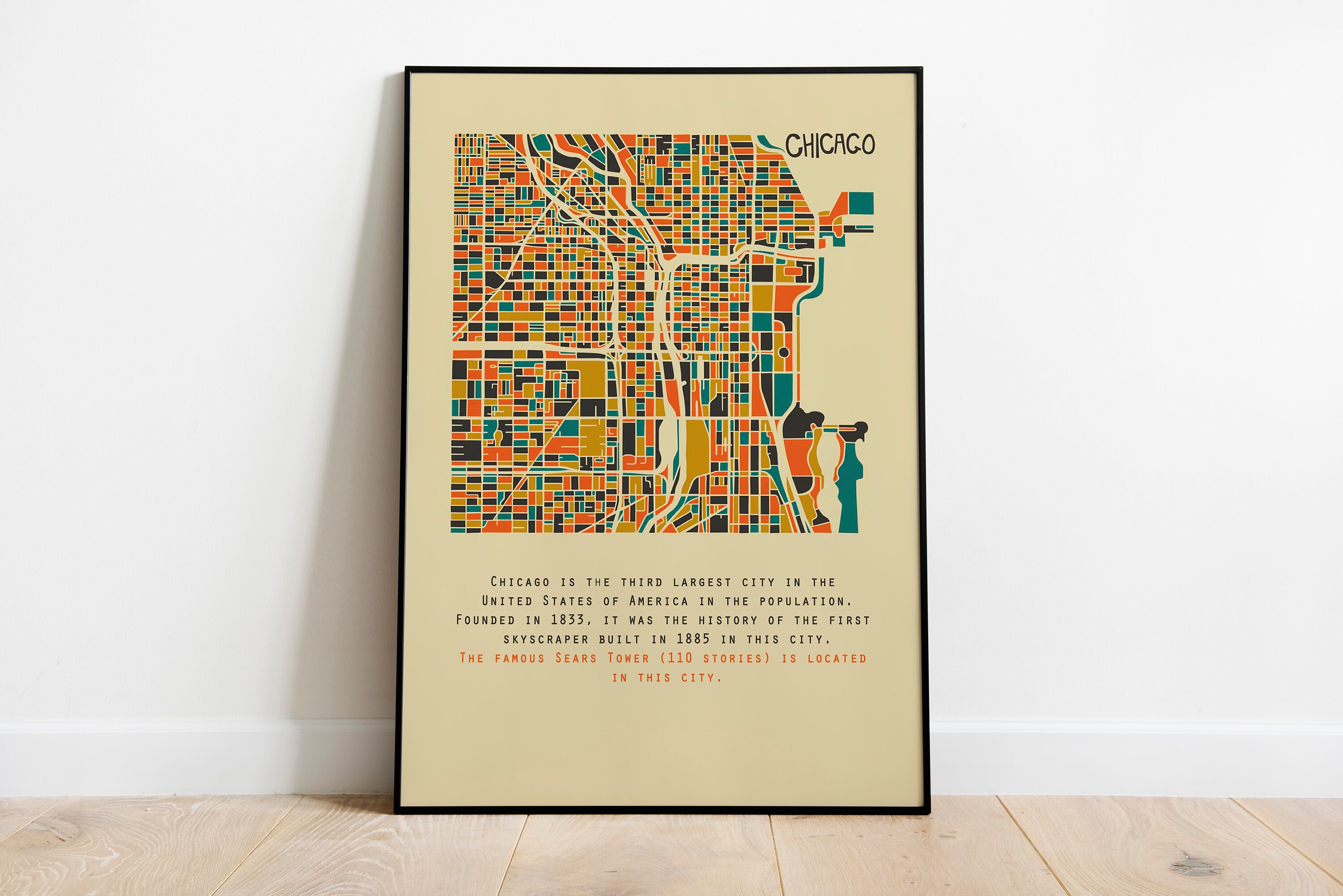 Chicago Map Poster | City Map Poster | Custom Map Poster | Map Art ...