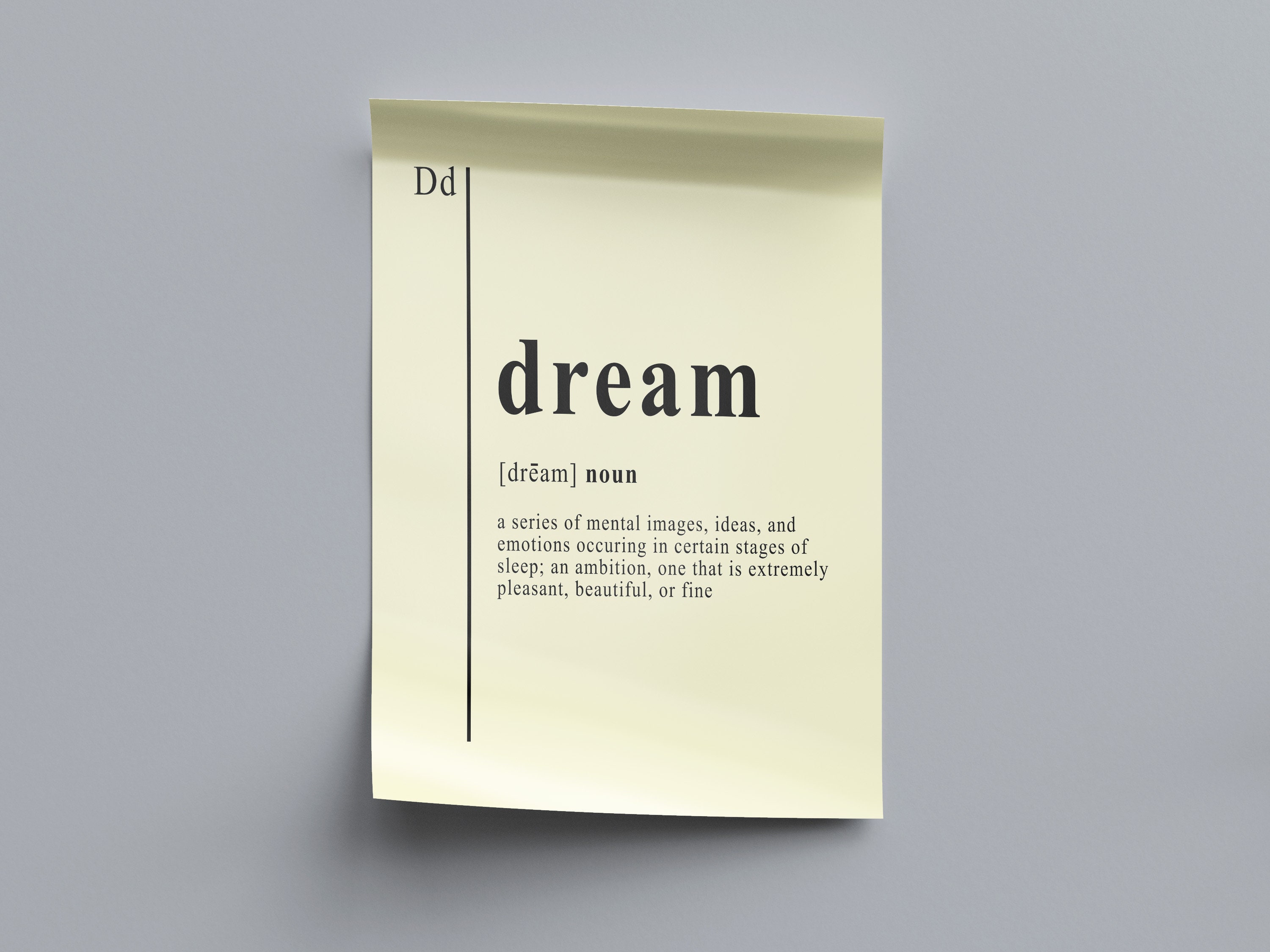 Dream Definition Poster Dictionary Definition Poster Office Wall Art ...