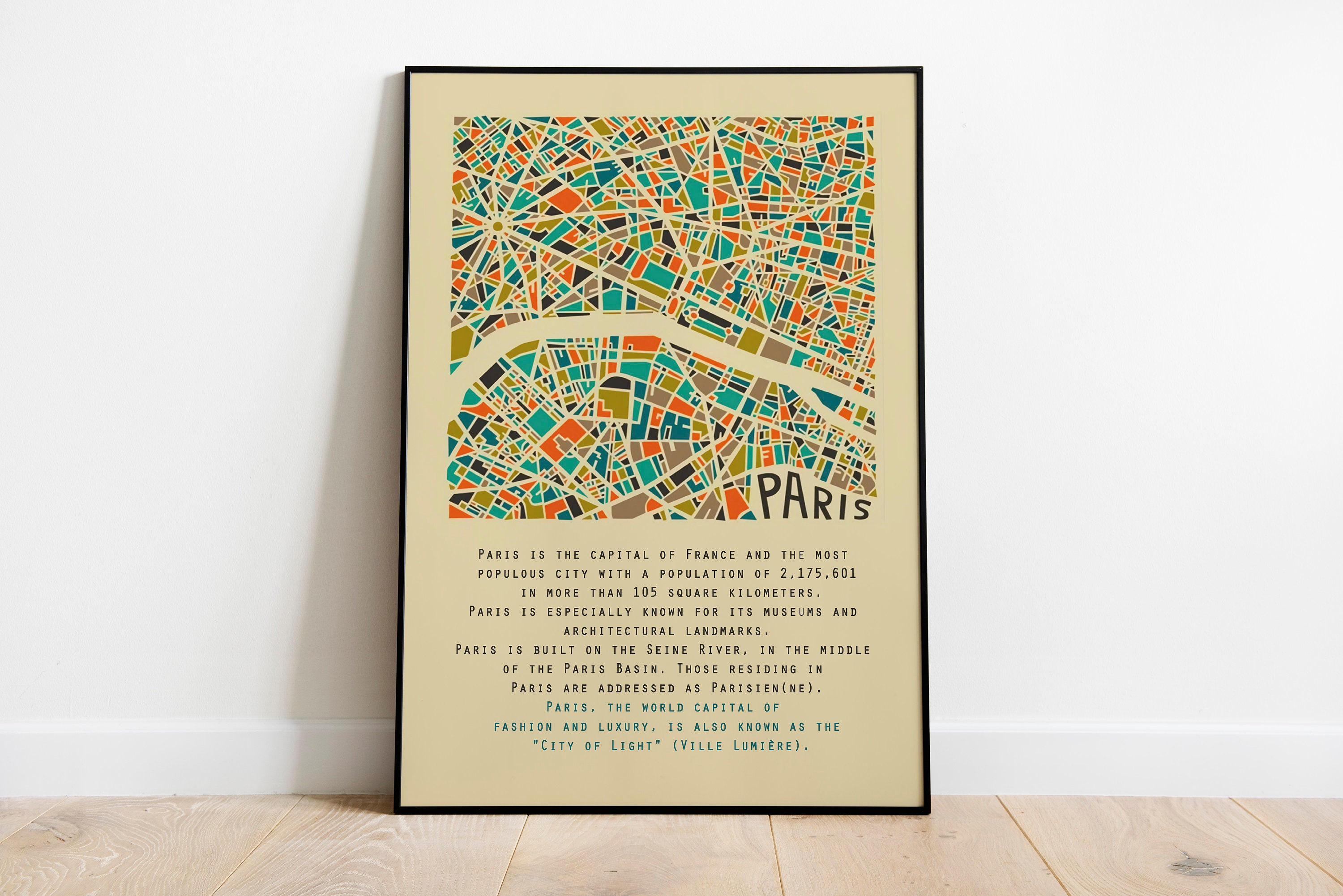 Paris Map Poster City Map Poster Custom Map Poster Map - Etsy