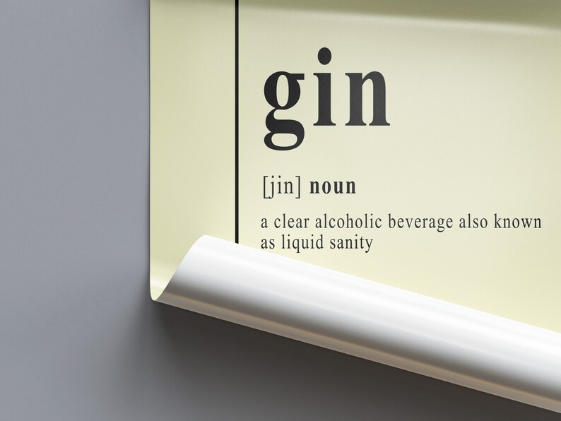 Gin Definition Poster | Dictionary Definition Poster | Office Wall Art ...
