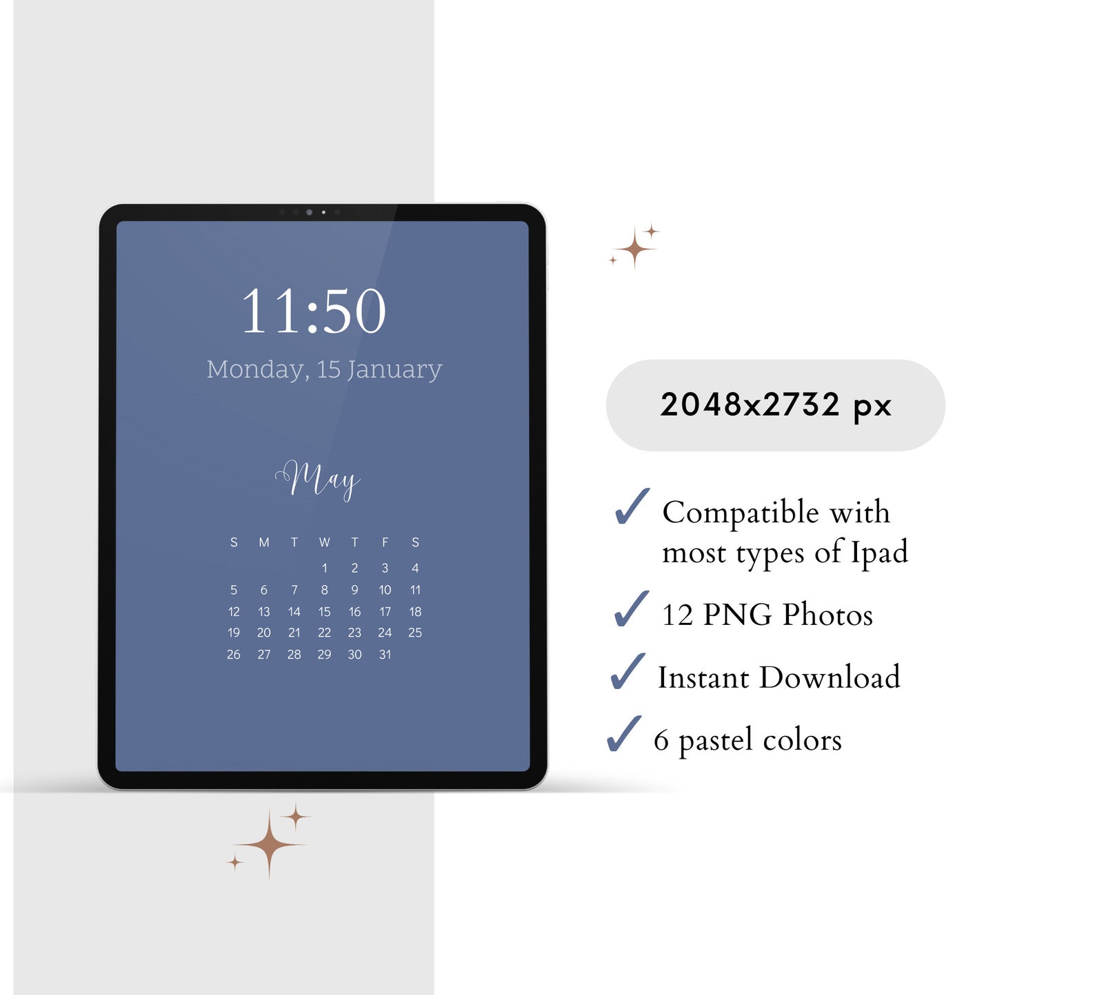 2024 iPad Calendar Wallpaper, Pastel Color Background, Minimalist iPad ...