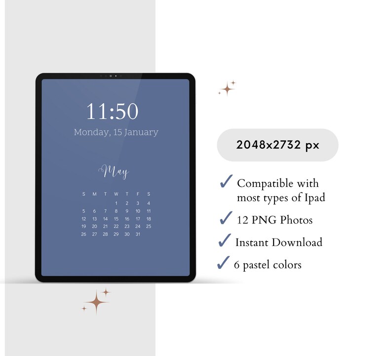 2024 iPad Calendar Wallpaper, Pastel Color Background, Minimalist iPad ...