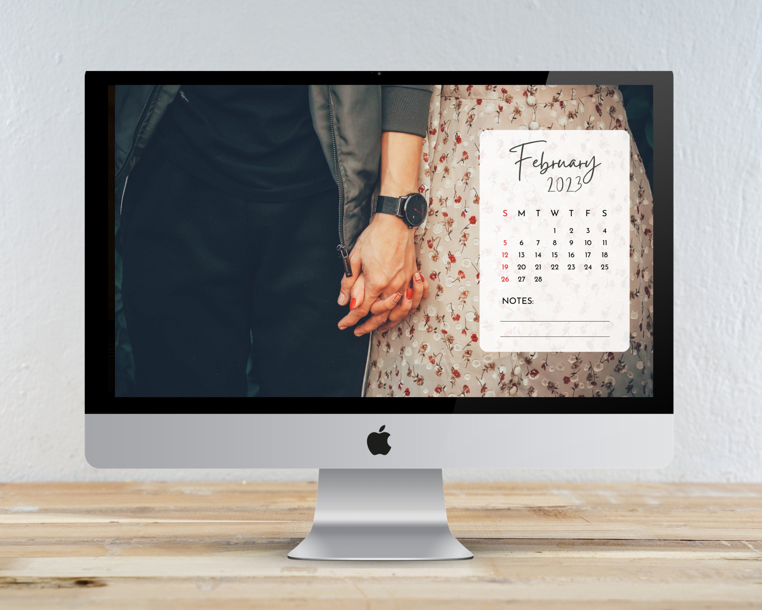 February Calendar Desktop Wallpaper, Valentines PC Background, Laptop ...