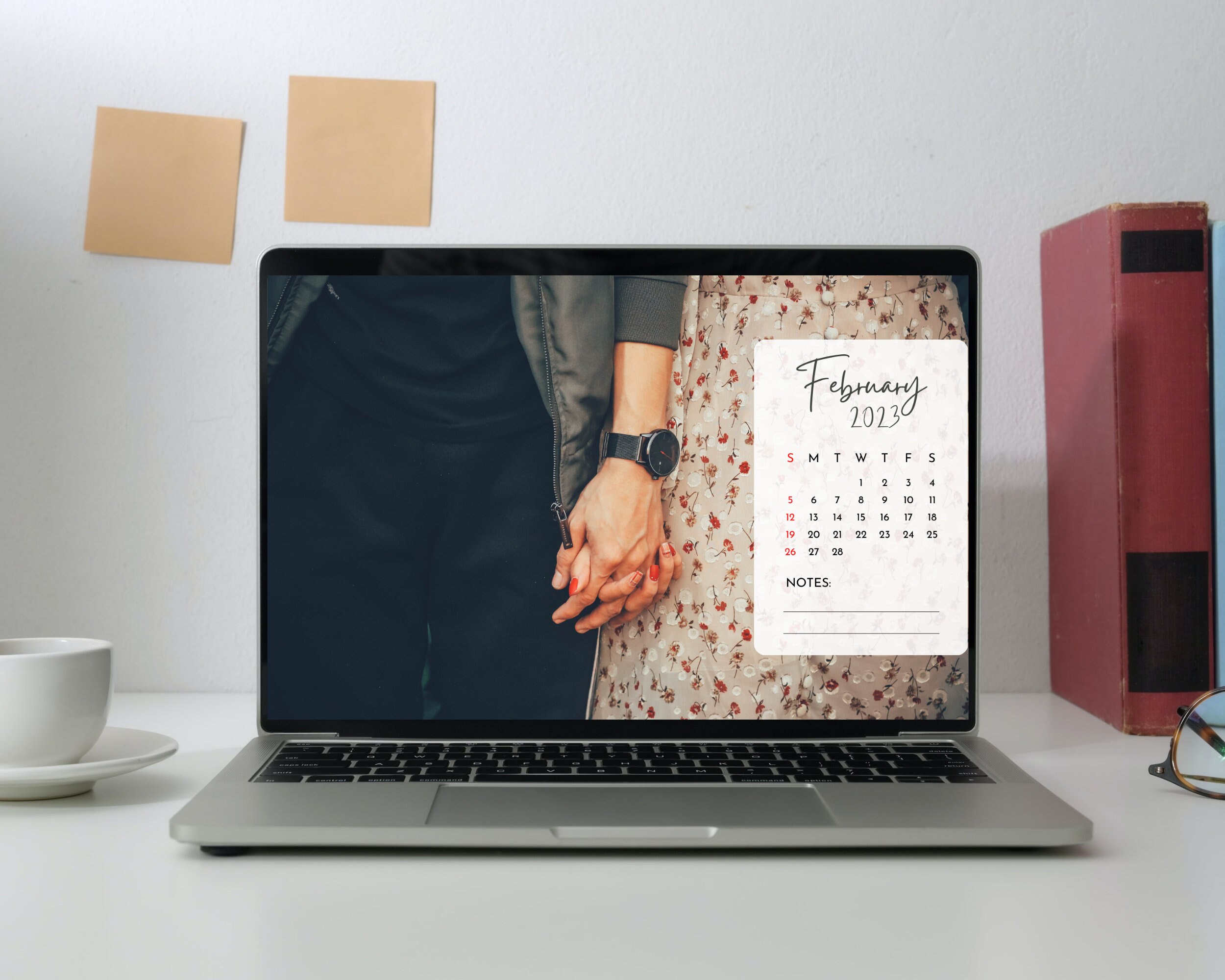 February Calendar Desktop Wallpaper, Valentines PC Background, Laptop ...