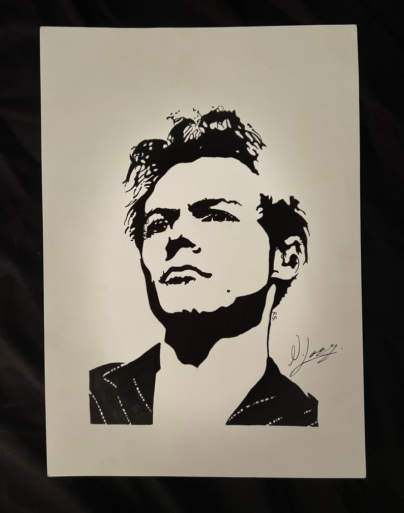 Hand Drawn Harry Styles Black and White Silhouette Art portrait - Etsy