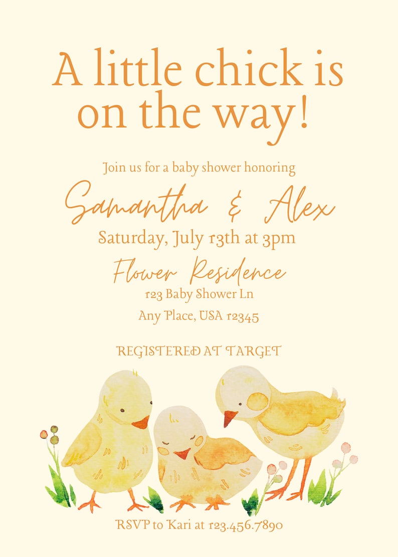 Cute Little Chick Baby Shower - Instant Download | Little Chick Baby ...