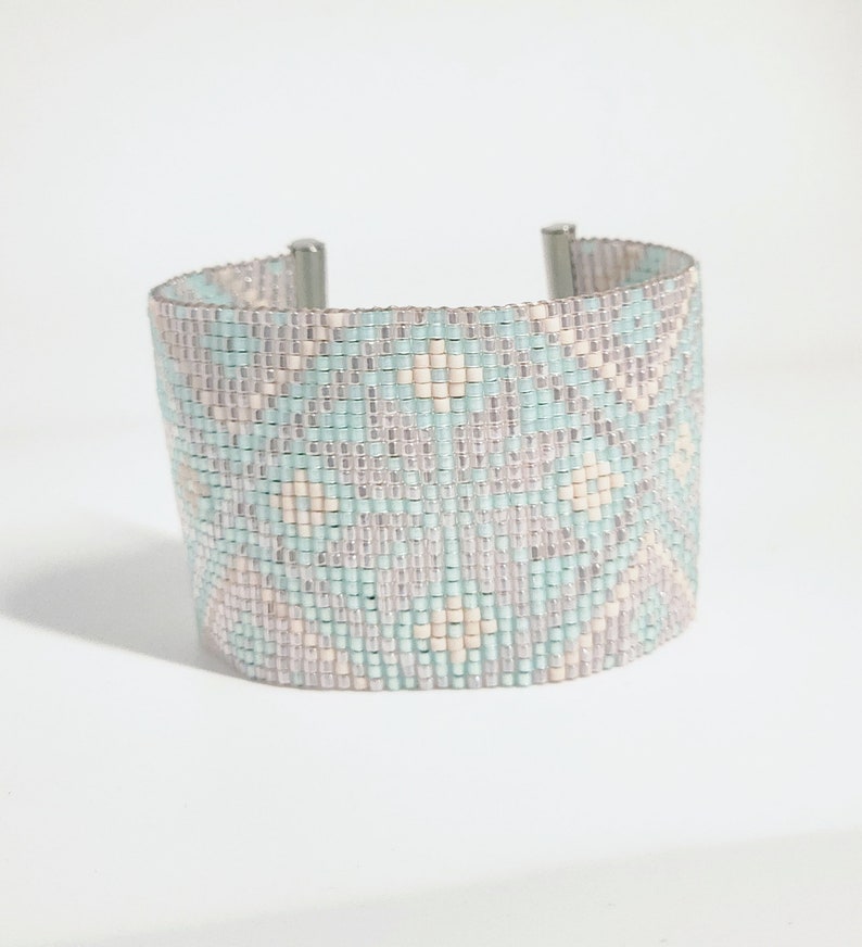 Wide Cuff Bead Bracelet and Ring Bohemian Jewelry Set of 2 Pcs Gift for ...