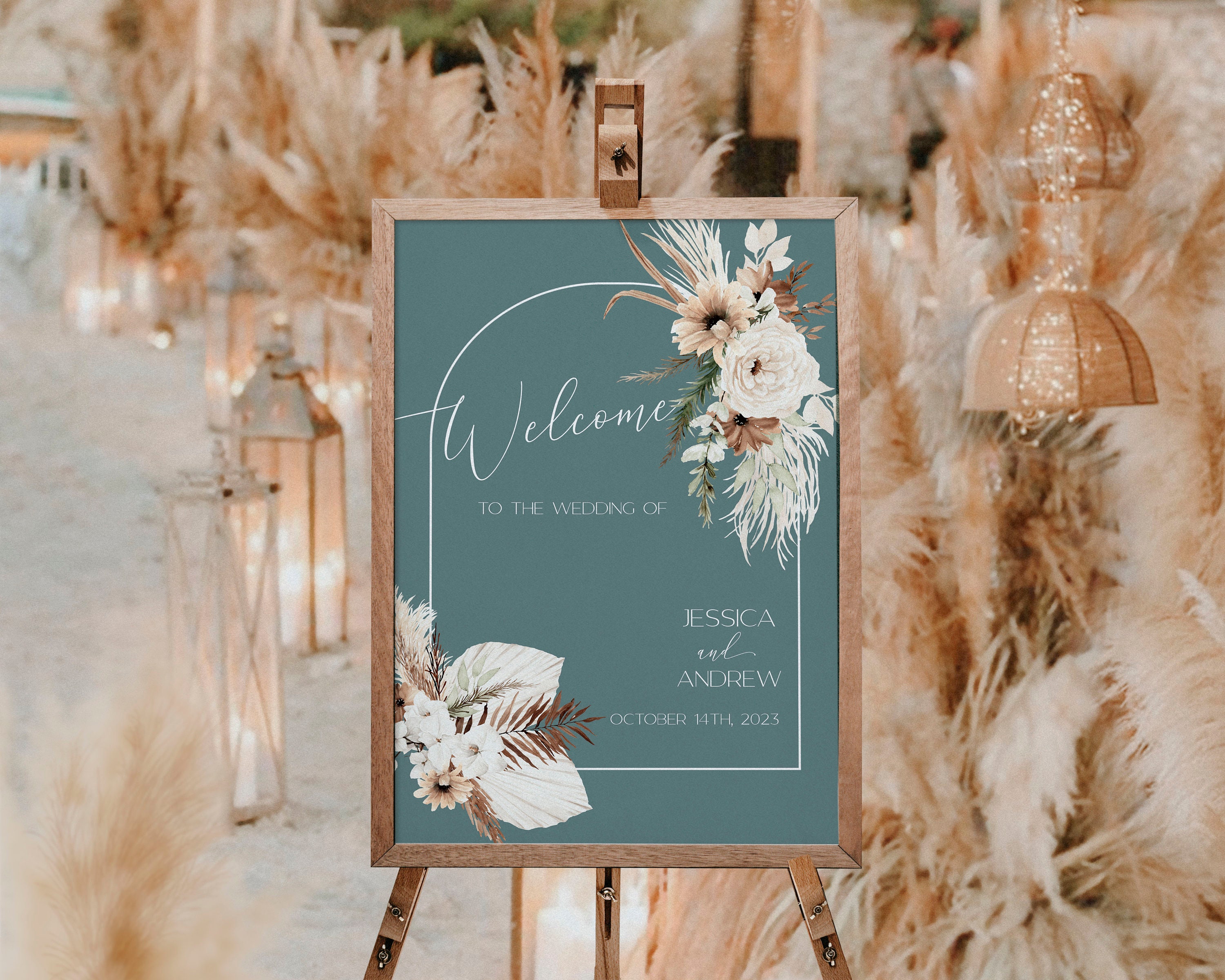 Sea Glass Wedding Welcome Sign Printable Boho Instant Download Wedding ...