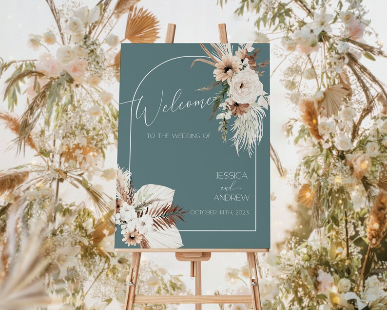 Sea Glass Wedding Welcome Sign Printable Boho Instant Download Wedding ...