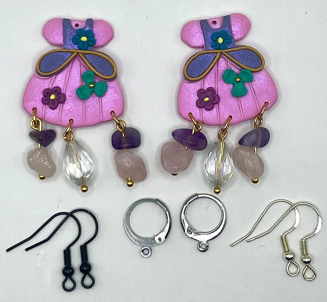 Pink and Purple Princess Dress Dangle Earrings - Etsy
