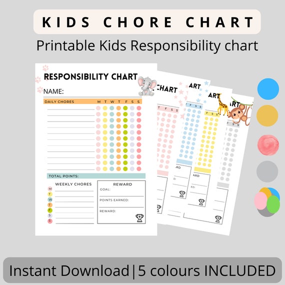 Chore Chart Kids Kids Responsibility Chart Daily /weekly - Etsy