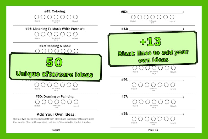 BDSM Aftercare Checklist, 50 Aftercare Ideas, Digital Download ...