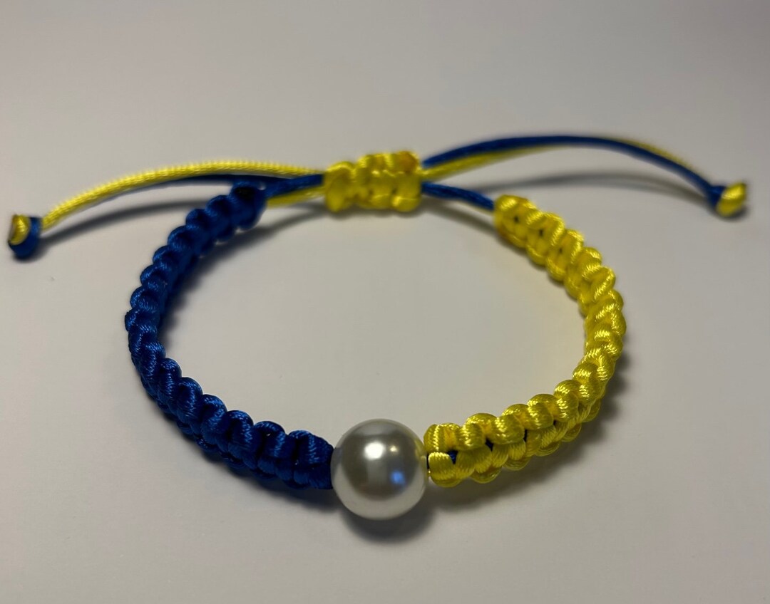 Stand With Ukraine Adjustable Bracelet, Blue and Yellow Bracelet ...