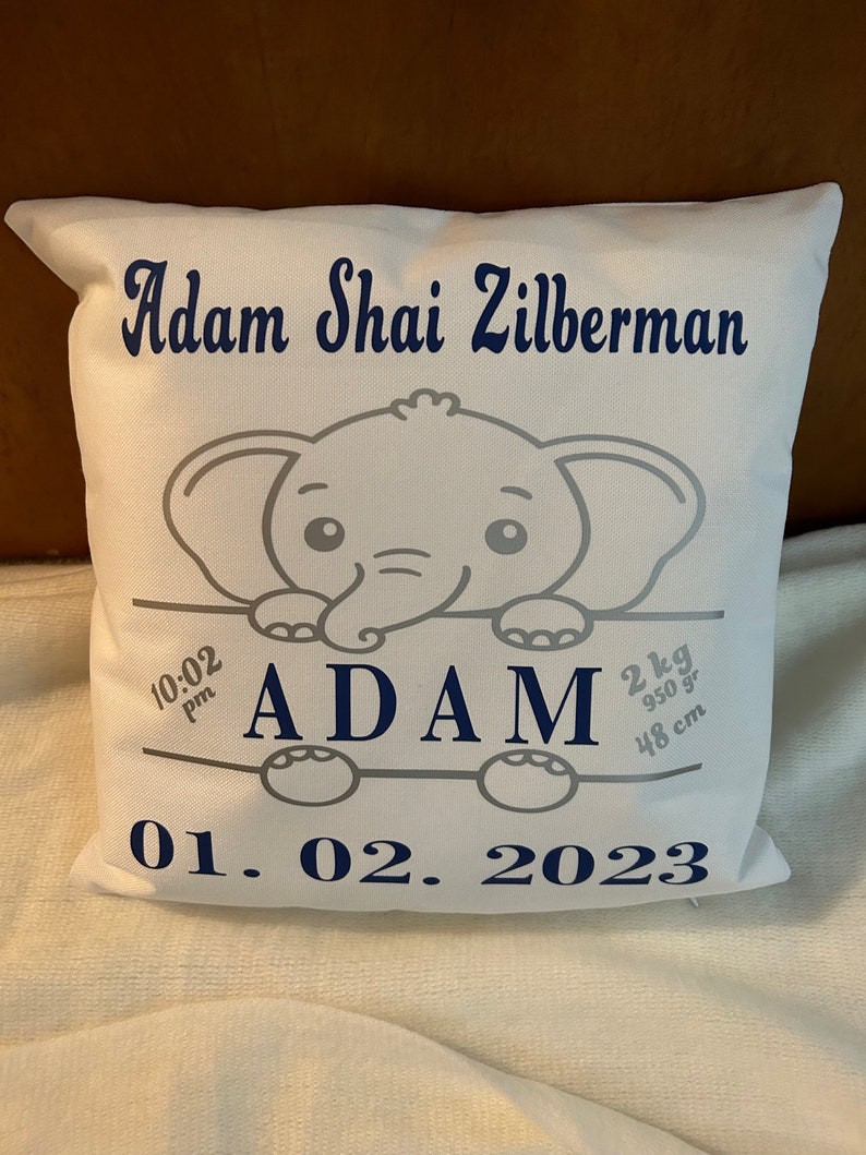New Baby Gift - Personalized Boy Birth Pillow - Birth Announcement ...