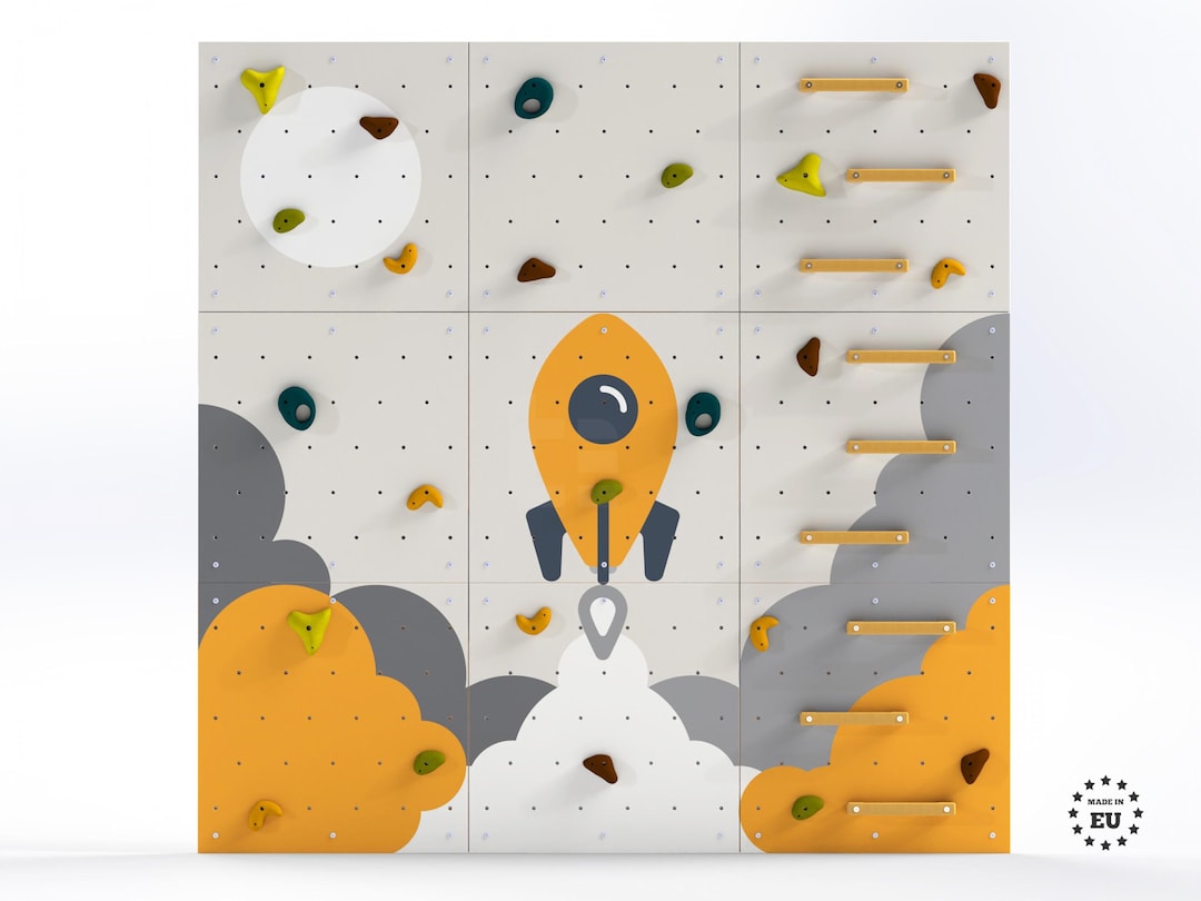 Yellow Rocket Climbing Wall for Kids - LEZUN [L], Rocket Climbing Wall ...