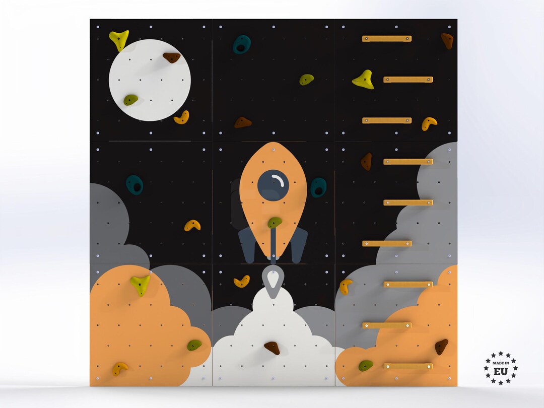 Yellow Rocket Climbing Wall for Kids and Ladder Bars LEZUN L, Rocket ...